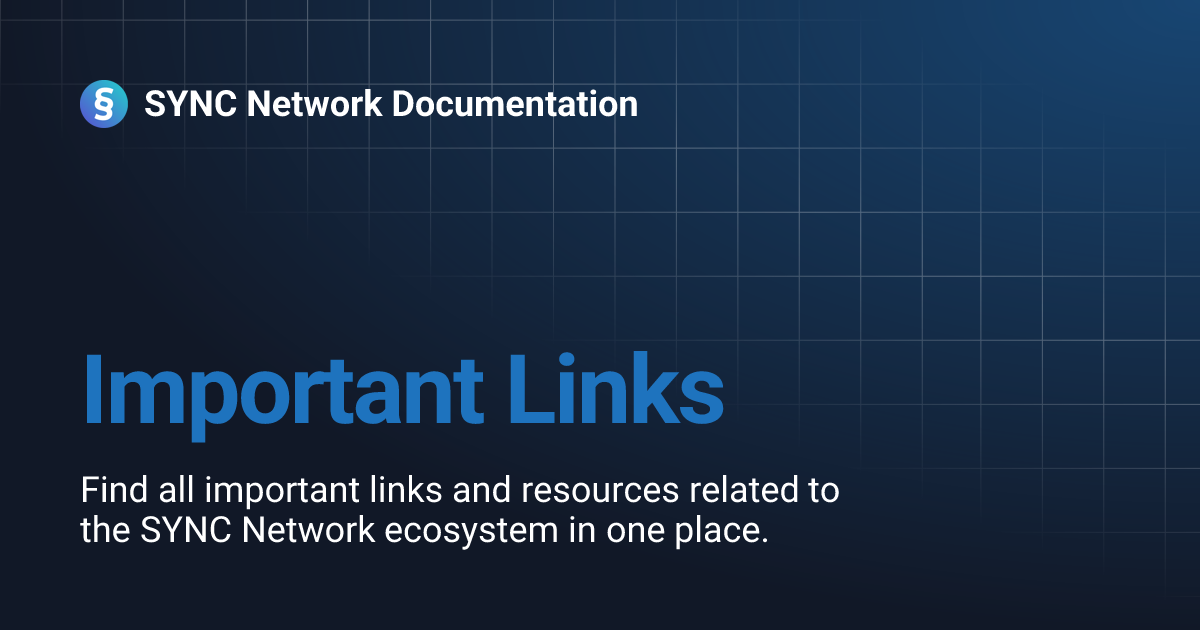 Important Links | SYNC Network Documentation